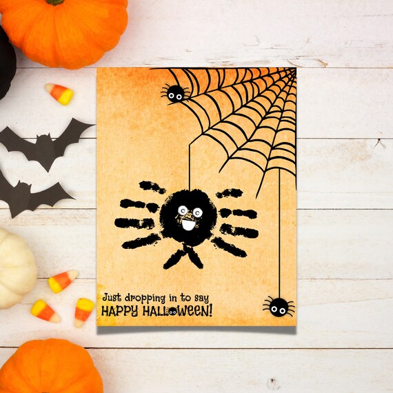 Halloween Handprint Craft Template Happy Halloween | Etsy