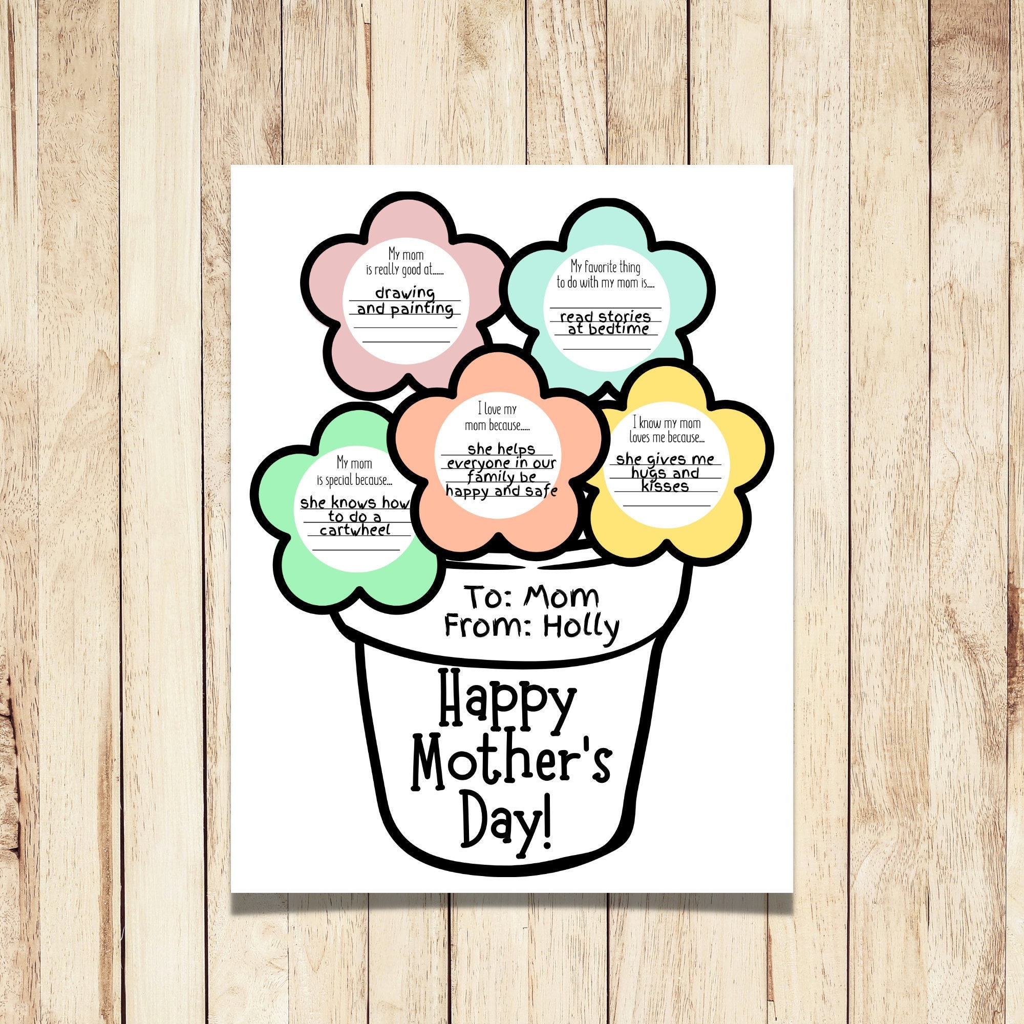 Mother's Day Flower Questionnaire | Kid's Worksheet With Questions ...