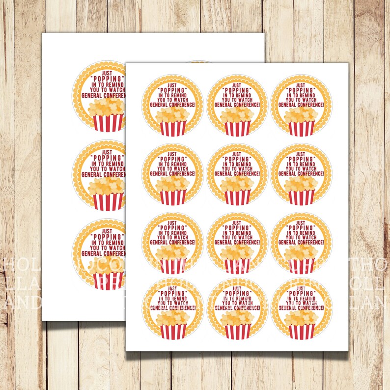 General Conference Reminder Printable Treat Tag Popcorn Card | Etsy