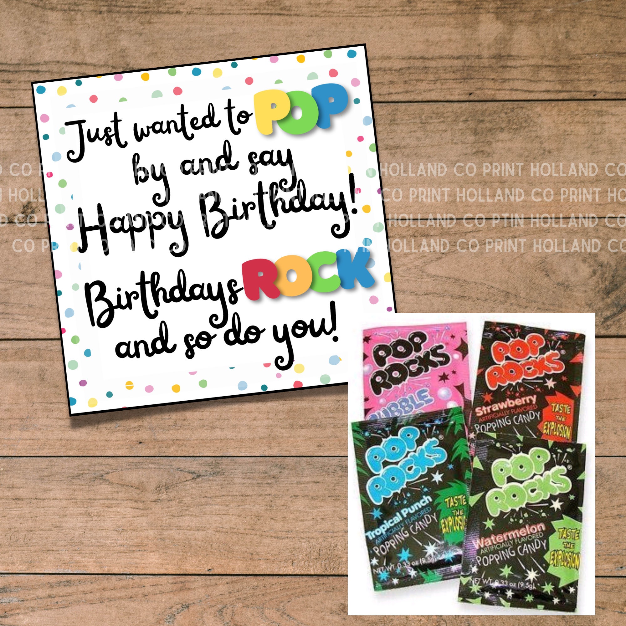 Printable Birthday Treat Tag Pop Rocks Birthday Card Happy - Etsy