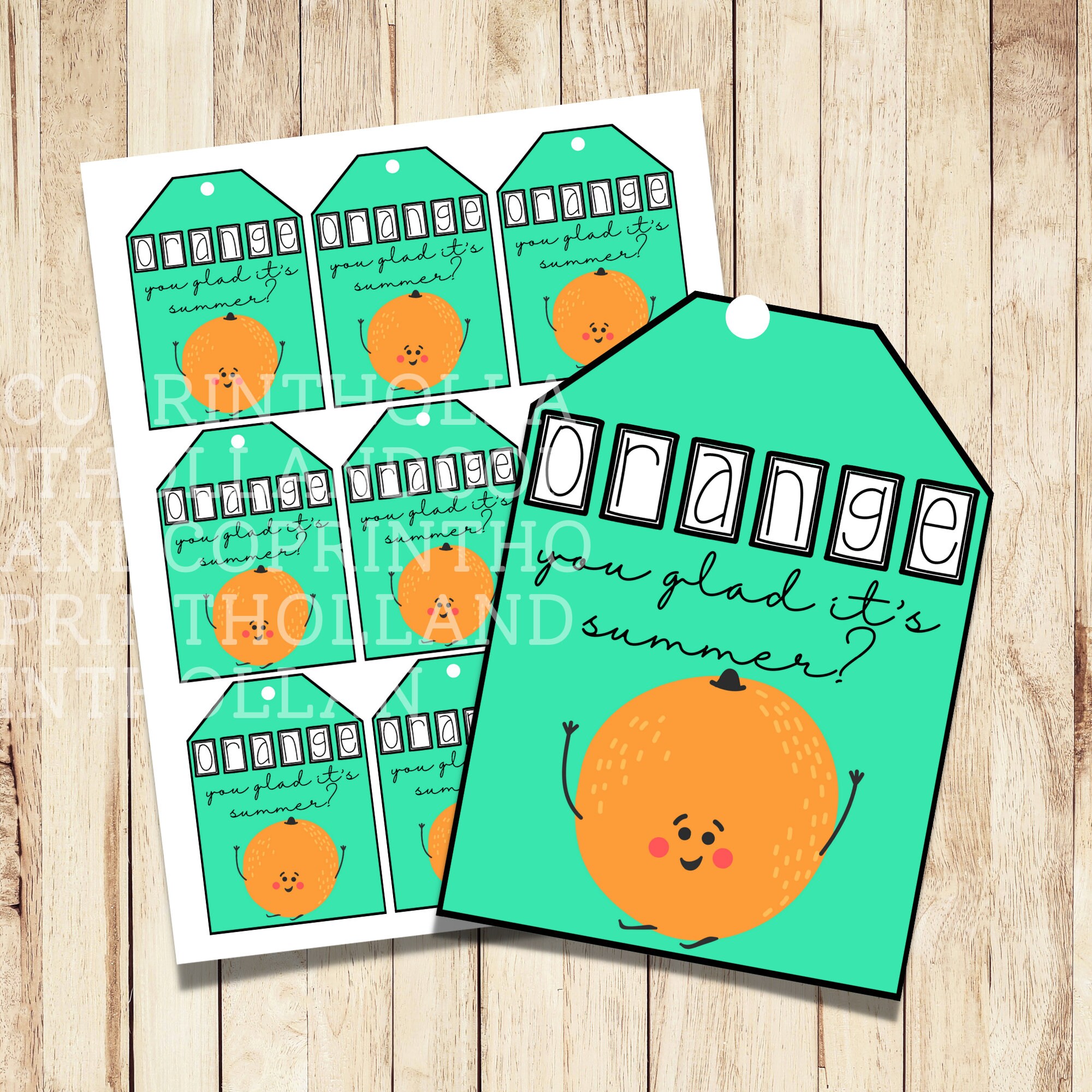 Orange You Glad It's Summer Printable Treat Tag End of - Etsy UK