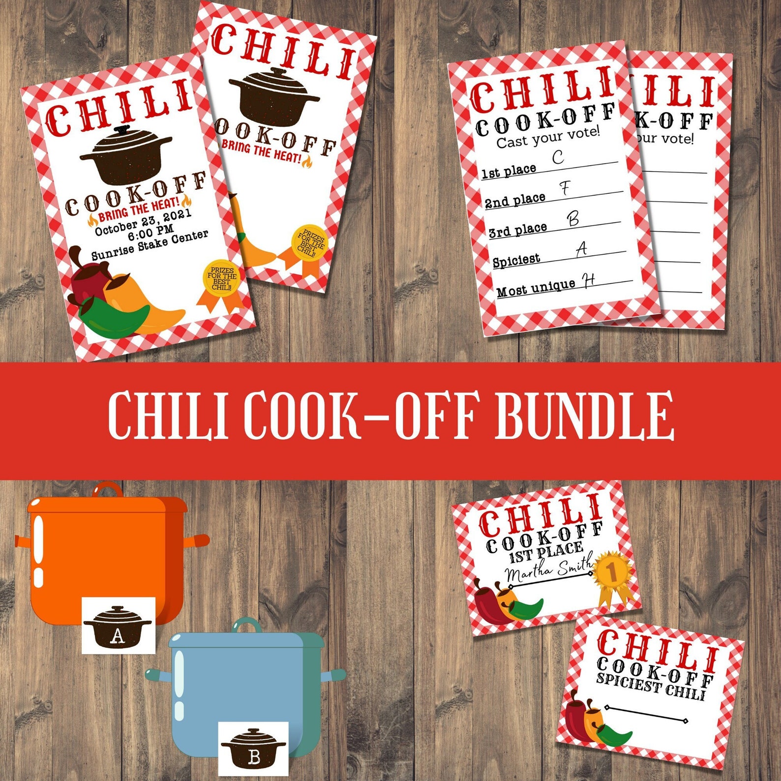 Chili Cook-off Contest Bundle | Awards | Voting Ballots | Invitations ...