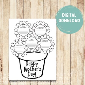 Mother's Day Flower Questionnaire | Kid's Worksheet With Questions ...