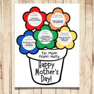 Mother's Day Flower Questionnaire | Kid's Worksheet With Questions ...