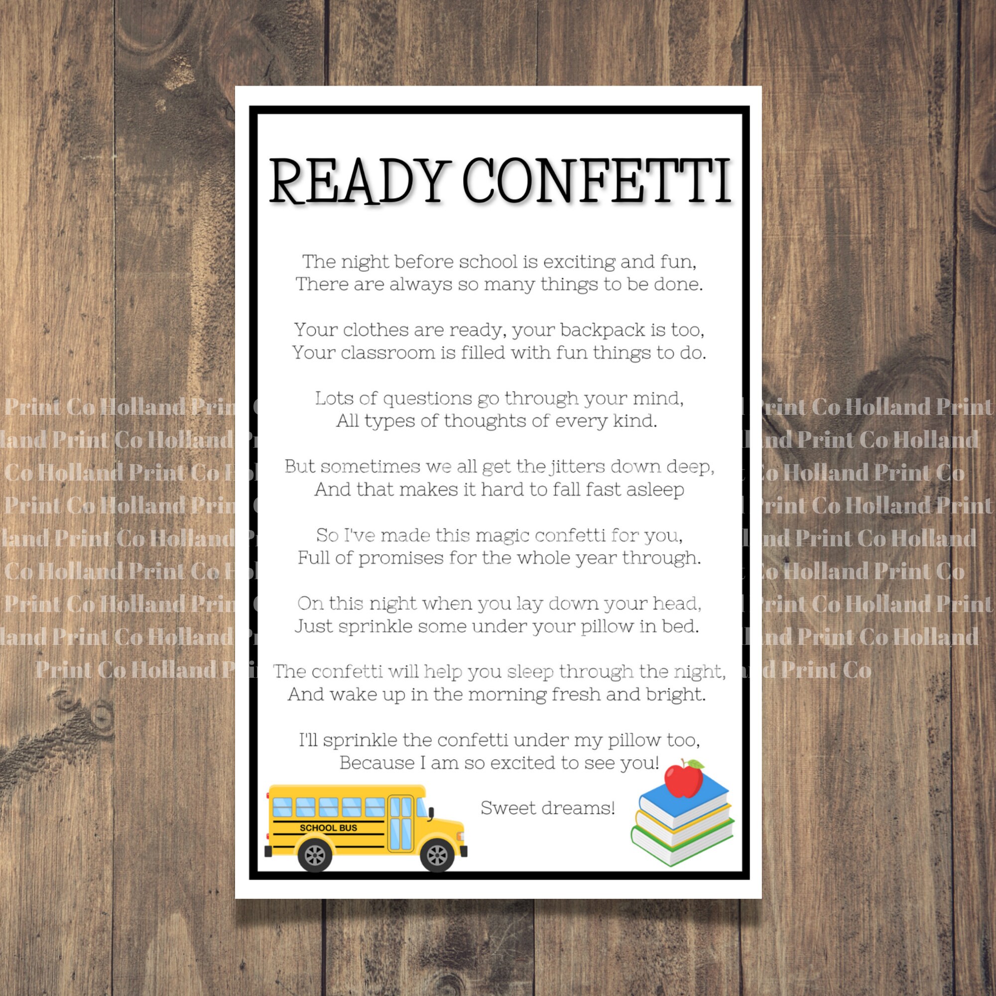 Back to School Ready Confetti Poem Back to School First - Etsy