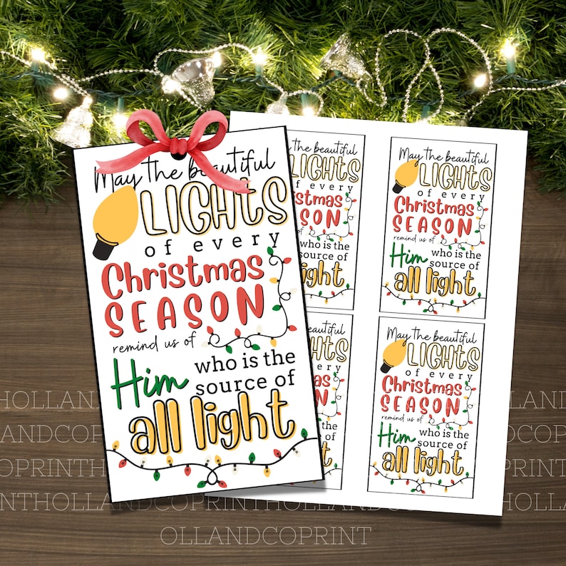 Light the World Printable Christmas Gift Tags Neighbor Gift - Etsy