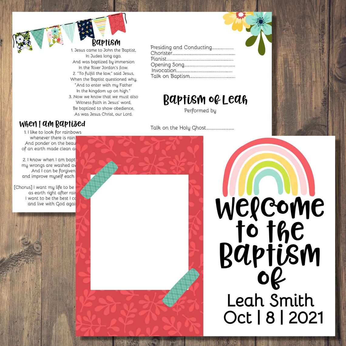 LDS Baptism Program Editable Template Church of Jesus - Etsy