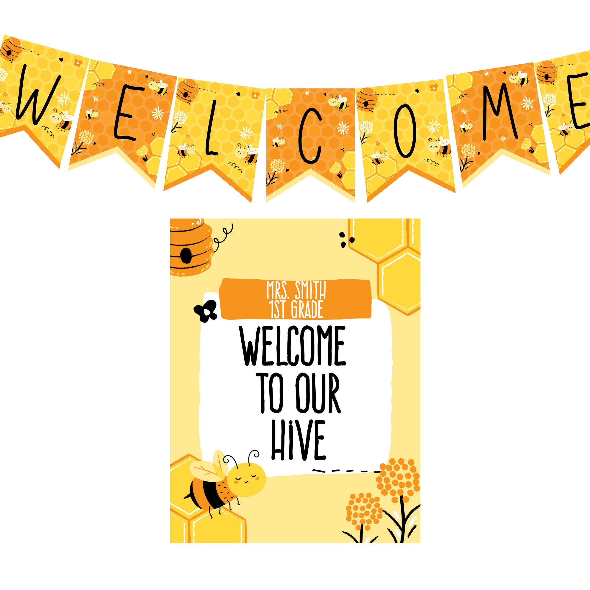 Meet the Teacher Honey-bee Printable Editable Template - Etsy UK