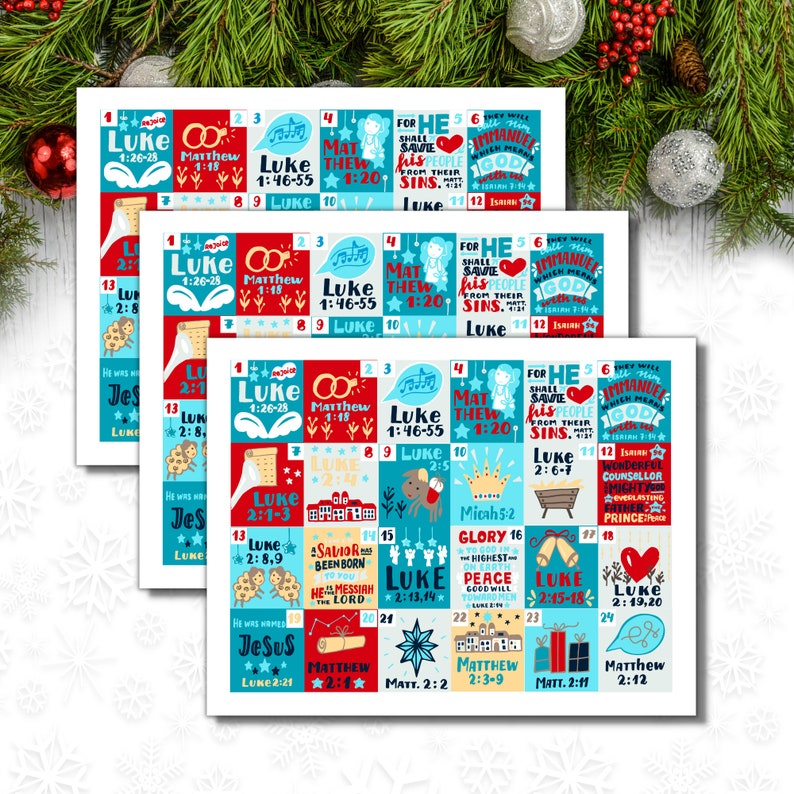Printable Advent Calendar Scripture Each Day of December - Etsy
