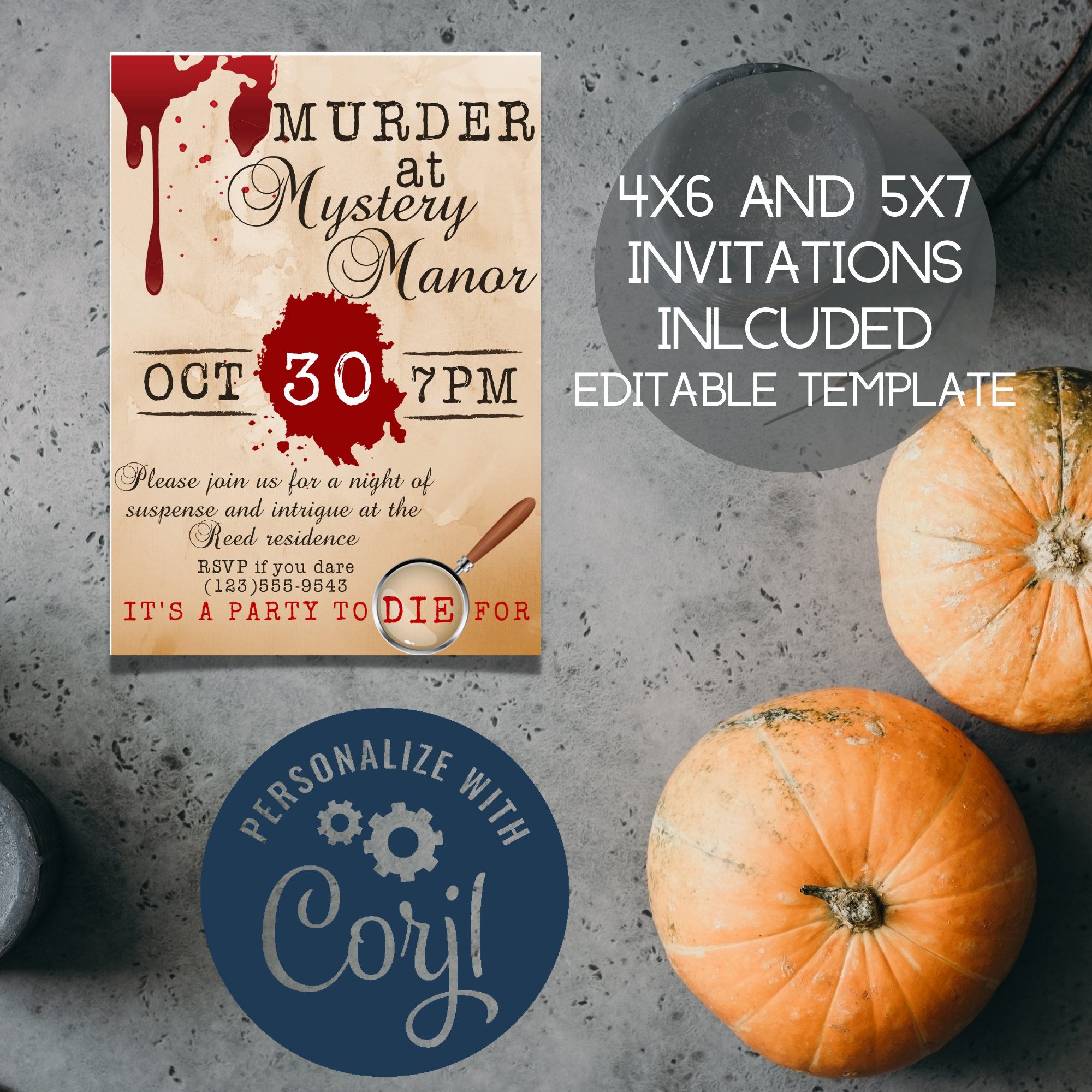 Murder Mystery Dinner Invitation | Halloween Party Invitation ...
