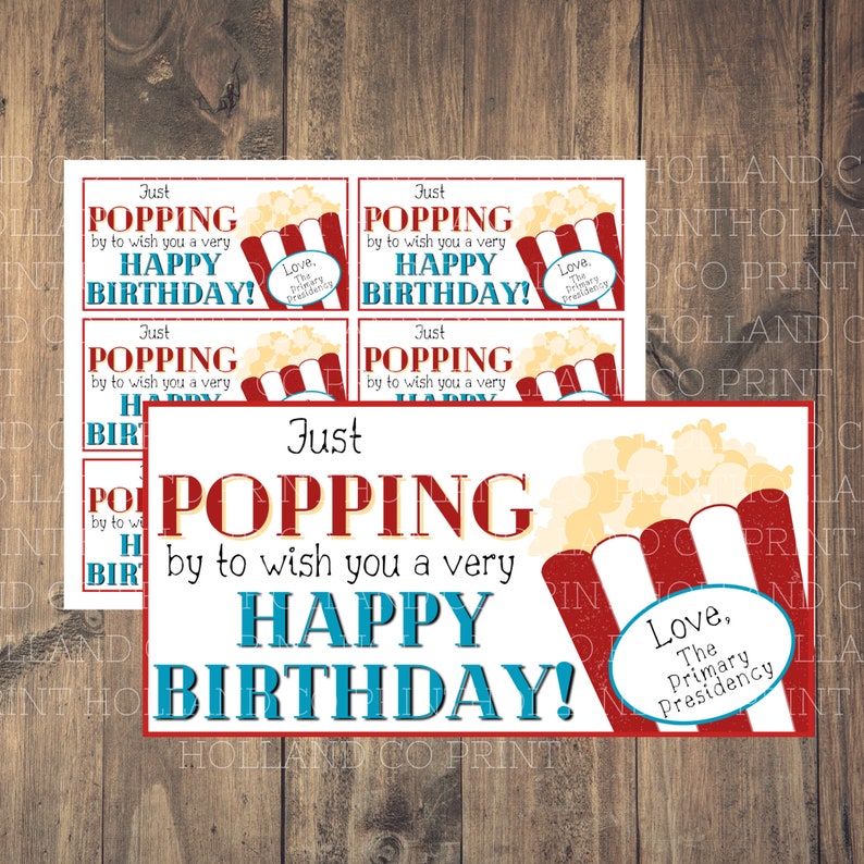 Primary Birthday Popcorn Tag for Church of Jesus Christ of Latter Day ...