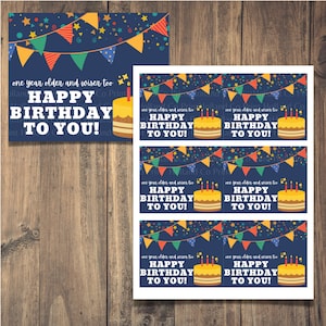 Primary Birthday Tag | One Year Older and Wiser Too | Happy Birthday ...