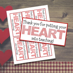 Teacher Valentine Gift Tag |thank You Card | Teacher Appreciation ...