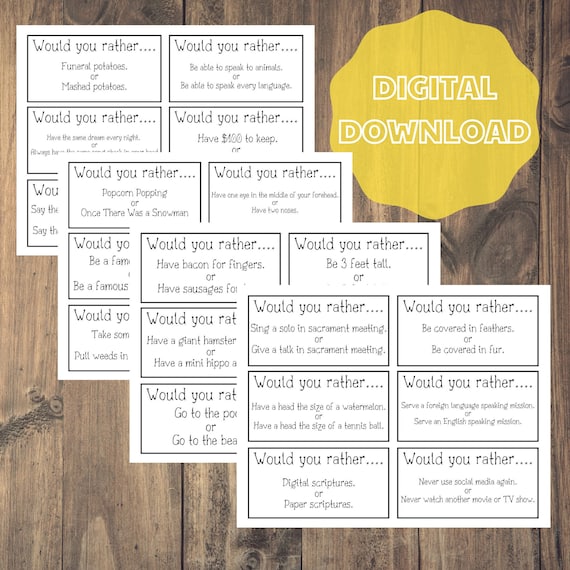 Would You Rather Game Printable Digital Download for Church of | Etsy