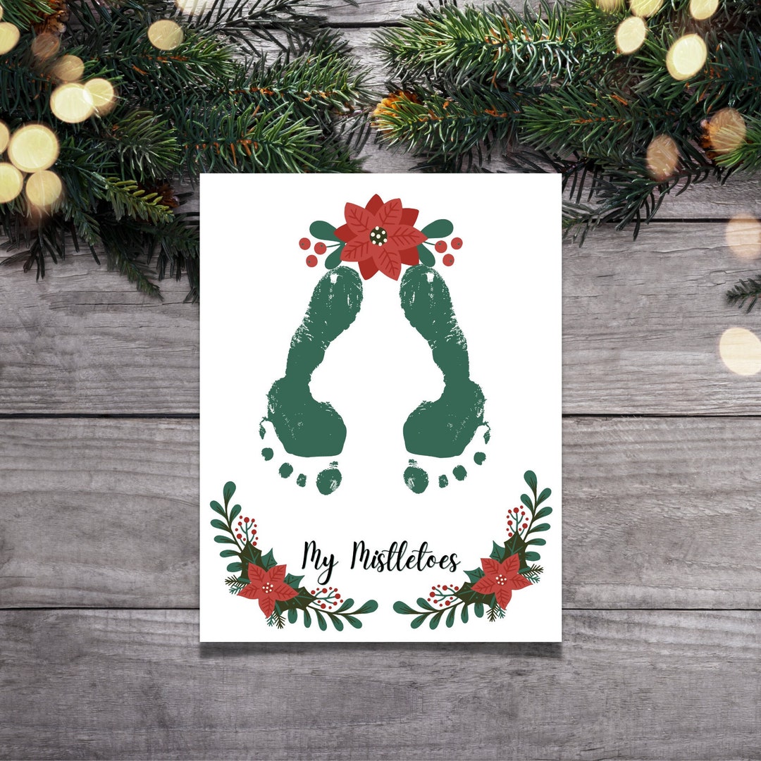 Christmas Footprint Craft | My Mistletoes Footprint Template | Winter ...