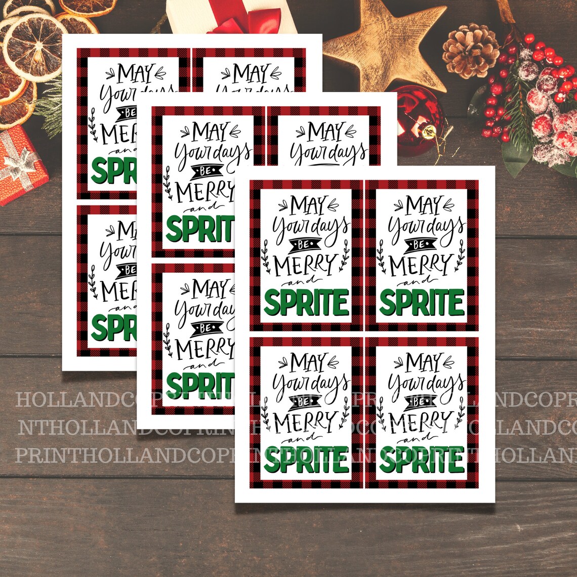 Merry and SPRITE Printable Christmas Gift Tags Neighbor Gift | Etsy