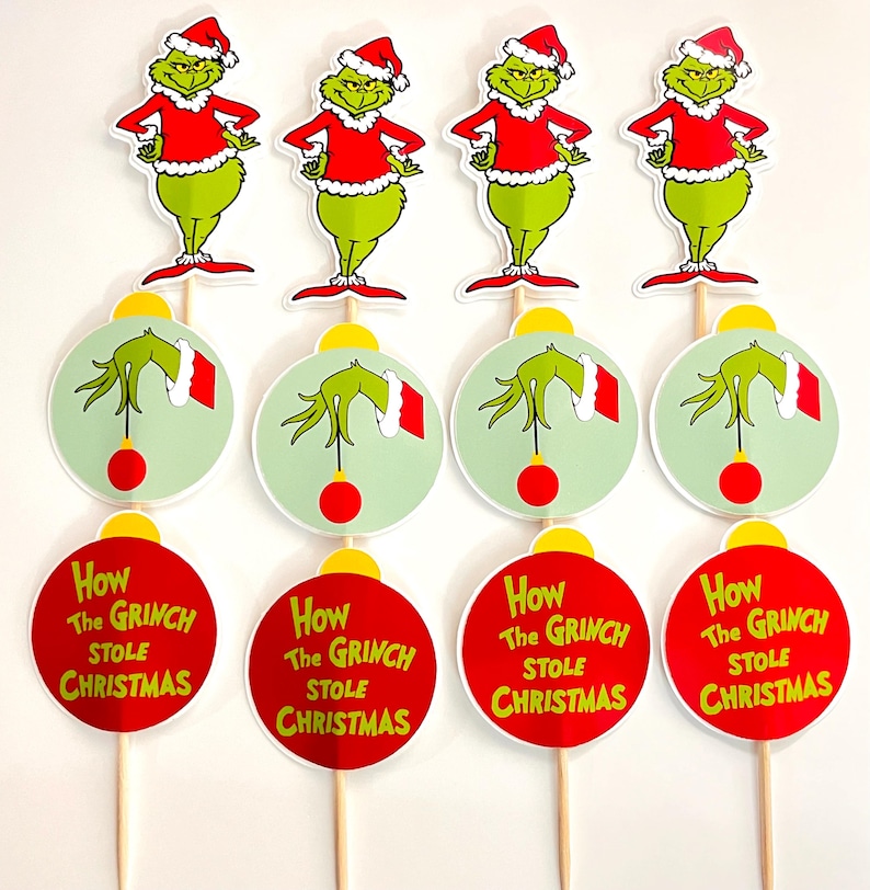 Grinch Cupcake Toppers - Etsy