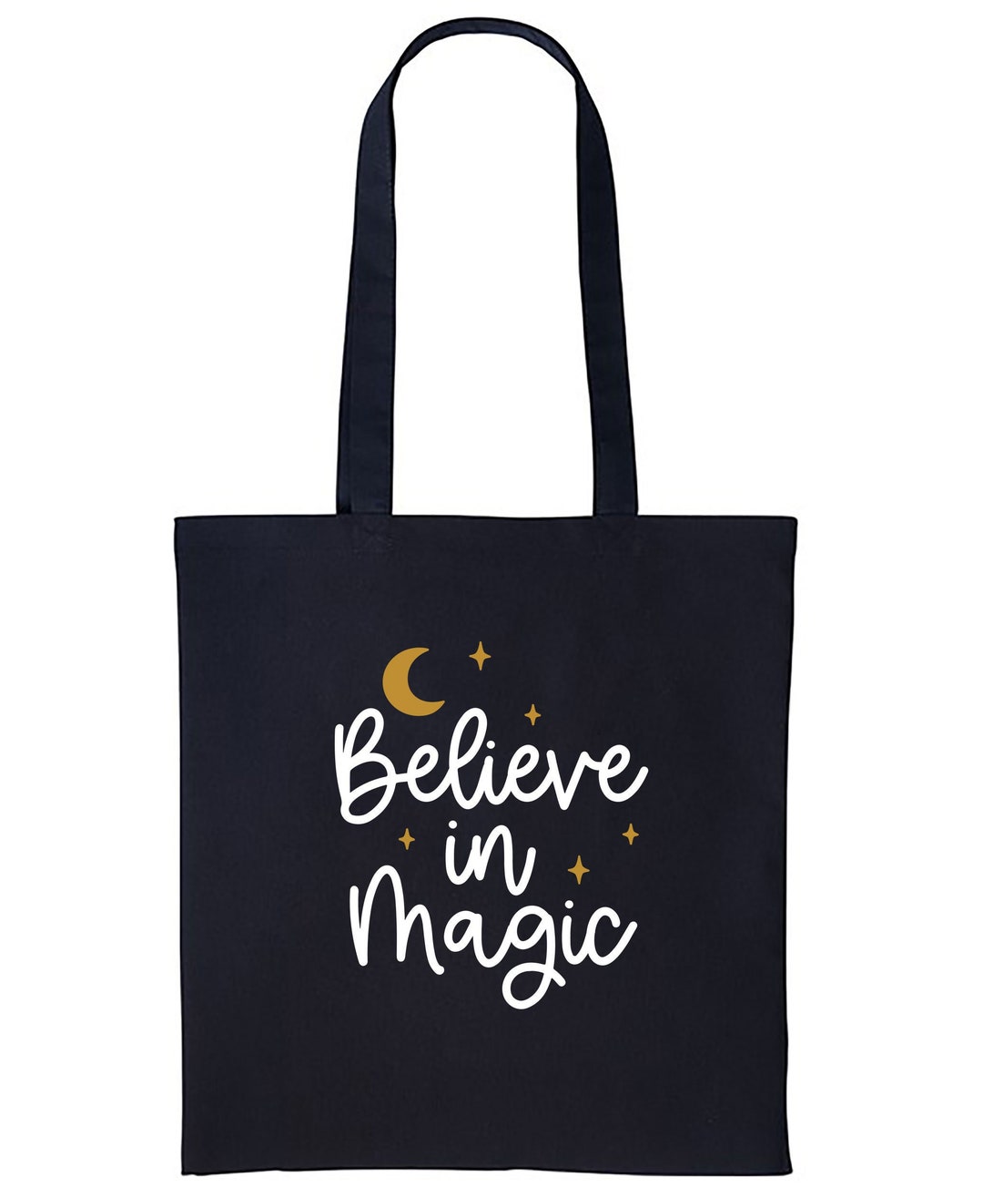 Believe In Magic Black Cotton Tote Bag, aesthetic tote, witchcraft ...