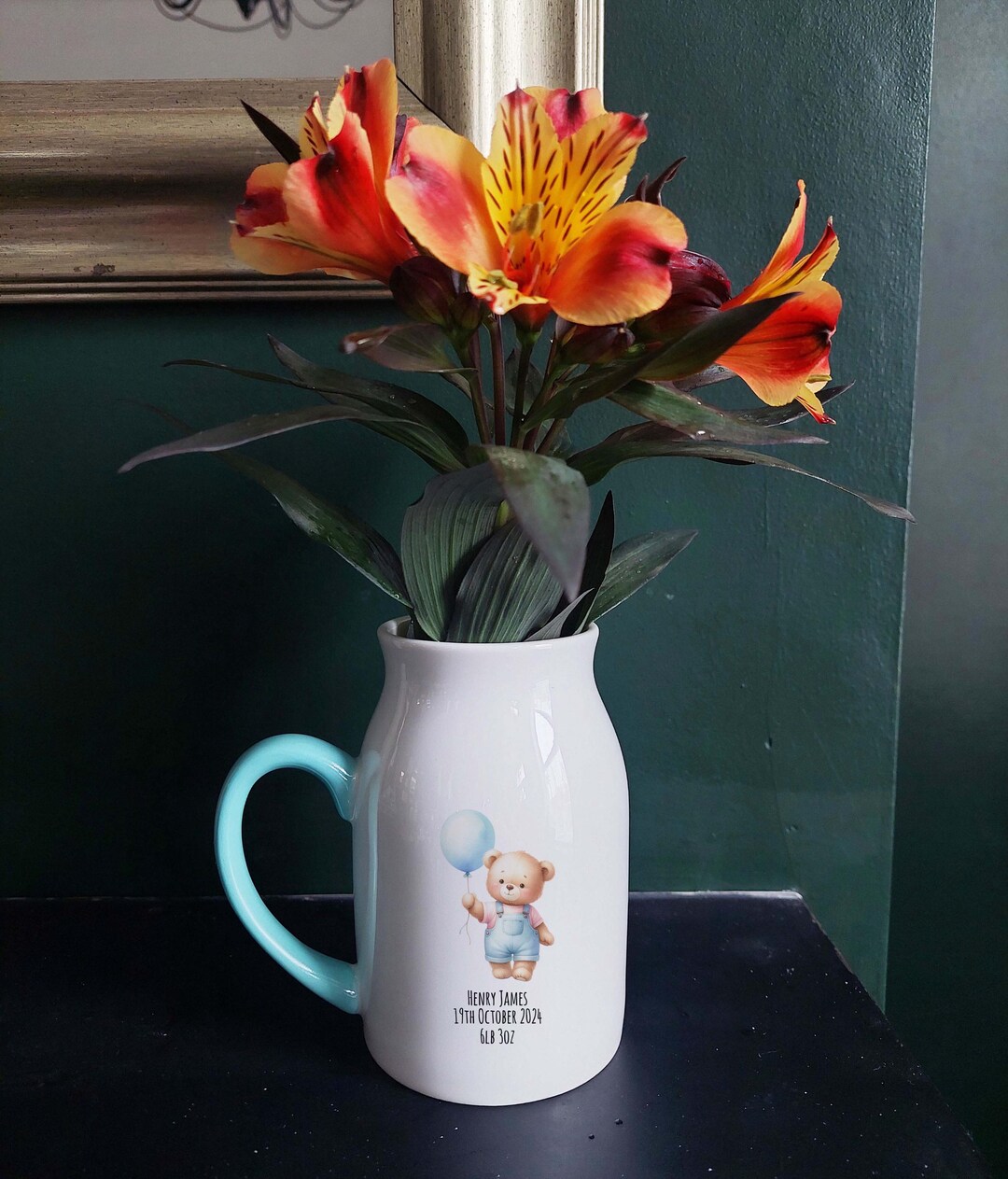 Christening Gift, Personalised Miniature Milk Jug Vase, Custom Printed ...