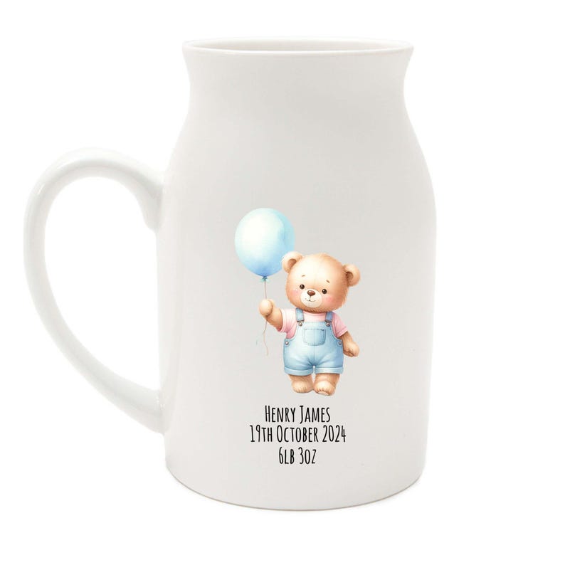 Christening Gift, Personalised Miniature Milk Jug Vase, Custom Printed ...