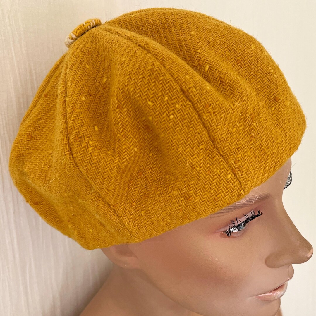 Vintage Gold / Mustard Yellow Cap Hat Tam Beret Wool Lined - Etsy
