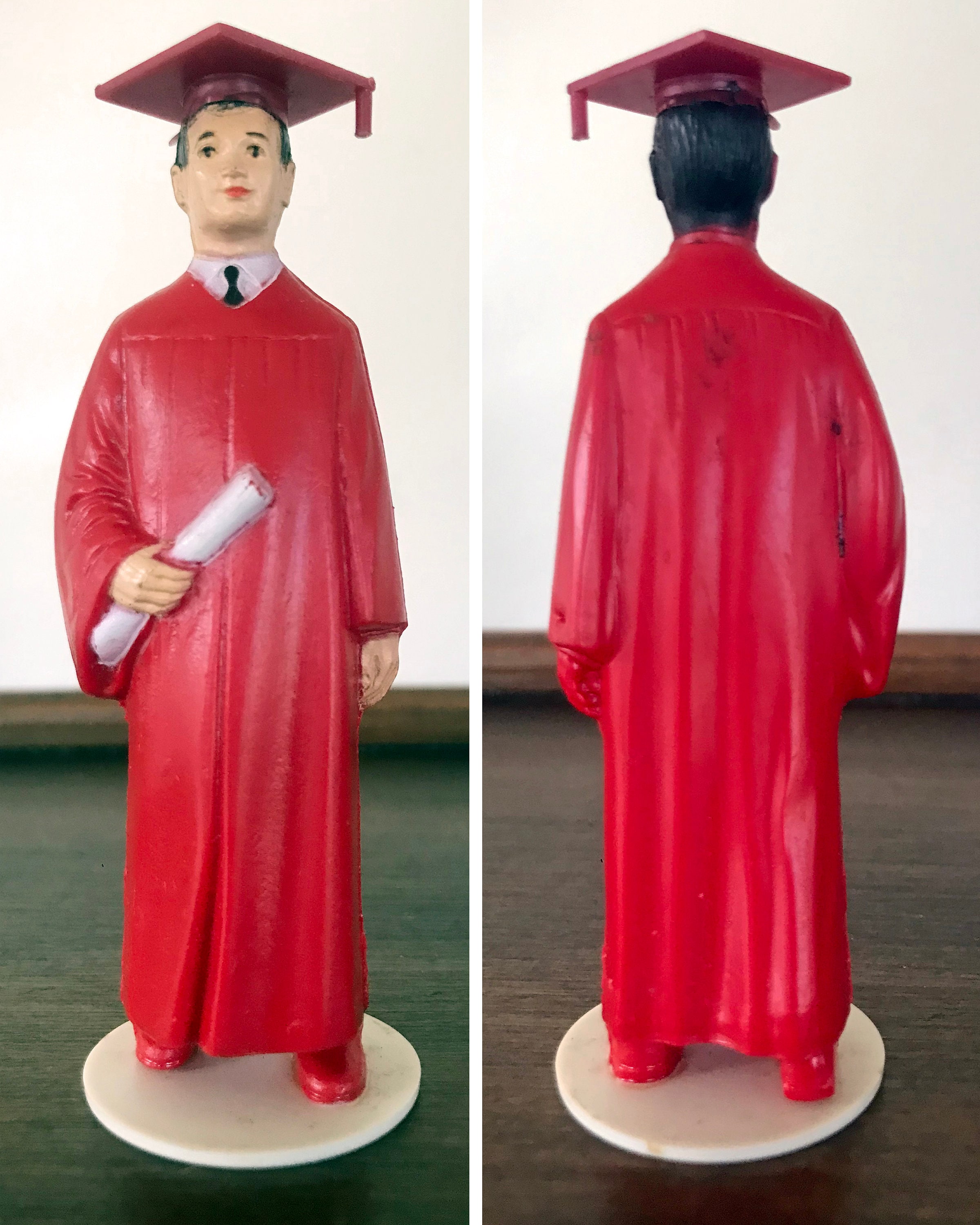 Vintage Cake Topper Graduate Graduation Boy Male Red Gown - Etsy