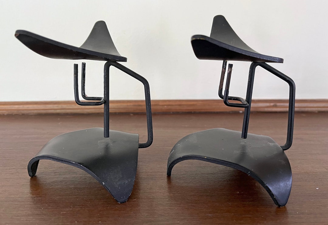 Vintage Black Iron Mid Century Modern Atomic Candle Holders - Etsy