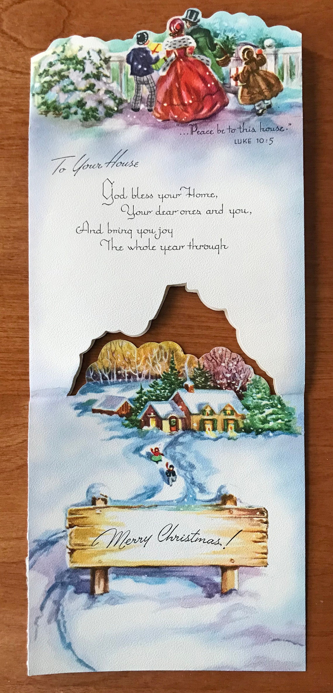 Vintage Tri-fold Christmas Card Old Fashioned - Etsy