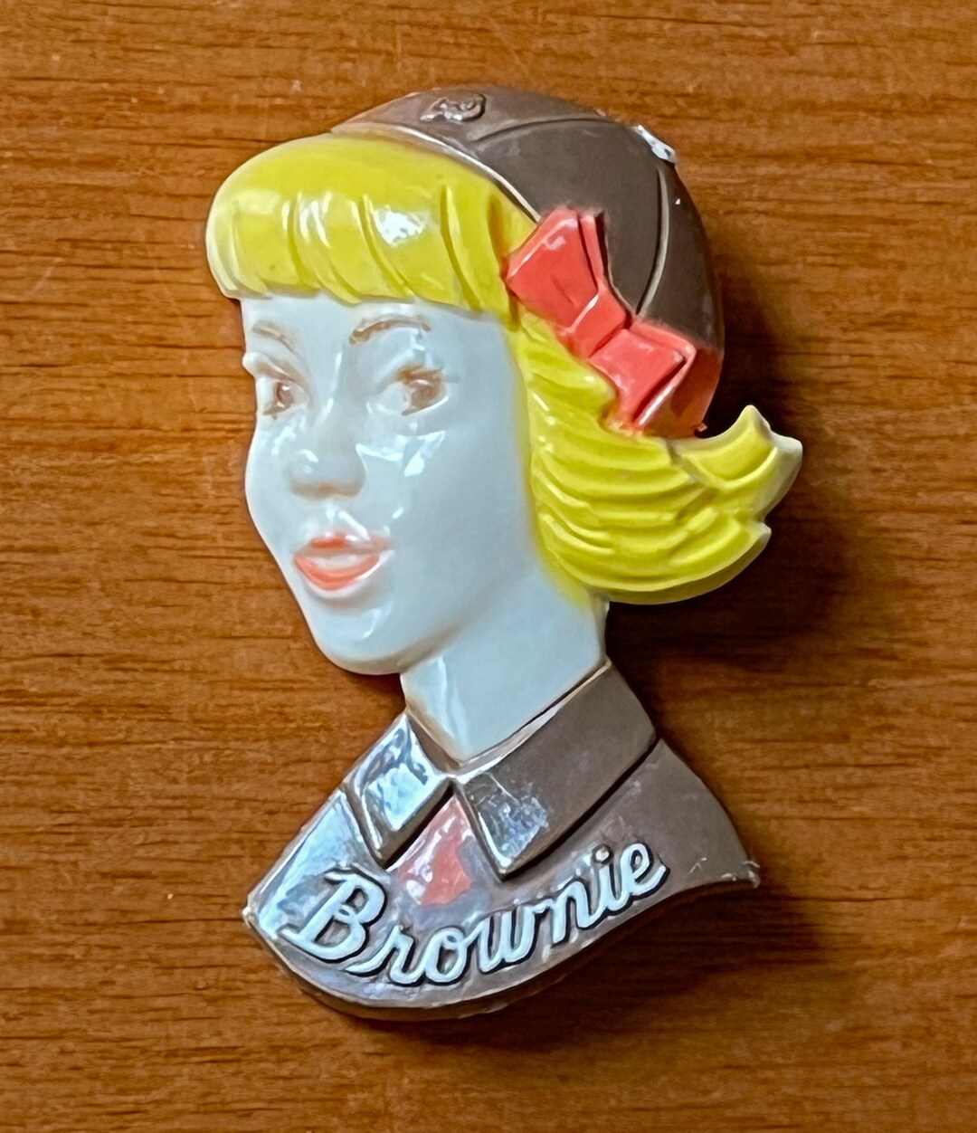 Vintage Brownie Girl Scout Pin Head of Blonde Girl Plus Patch - Etsy