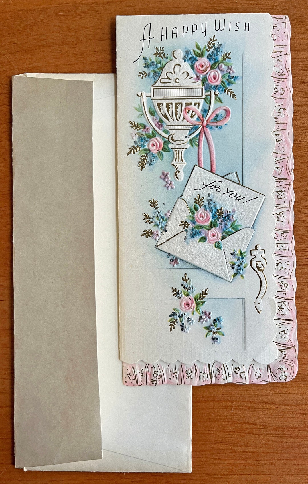 Vintage Unused Greeting Card A Happy Wish No Occasion - Etsy