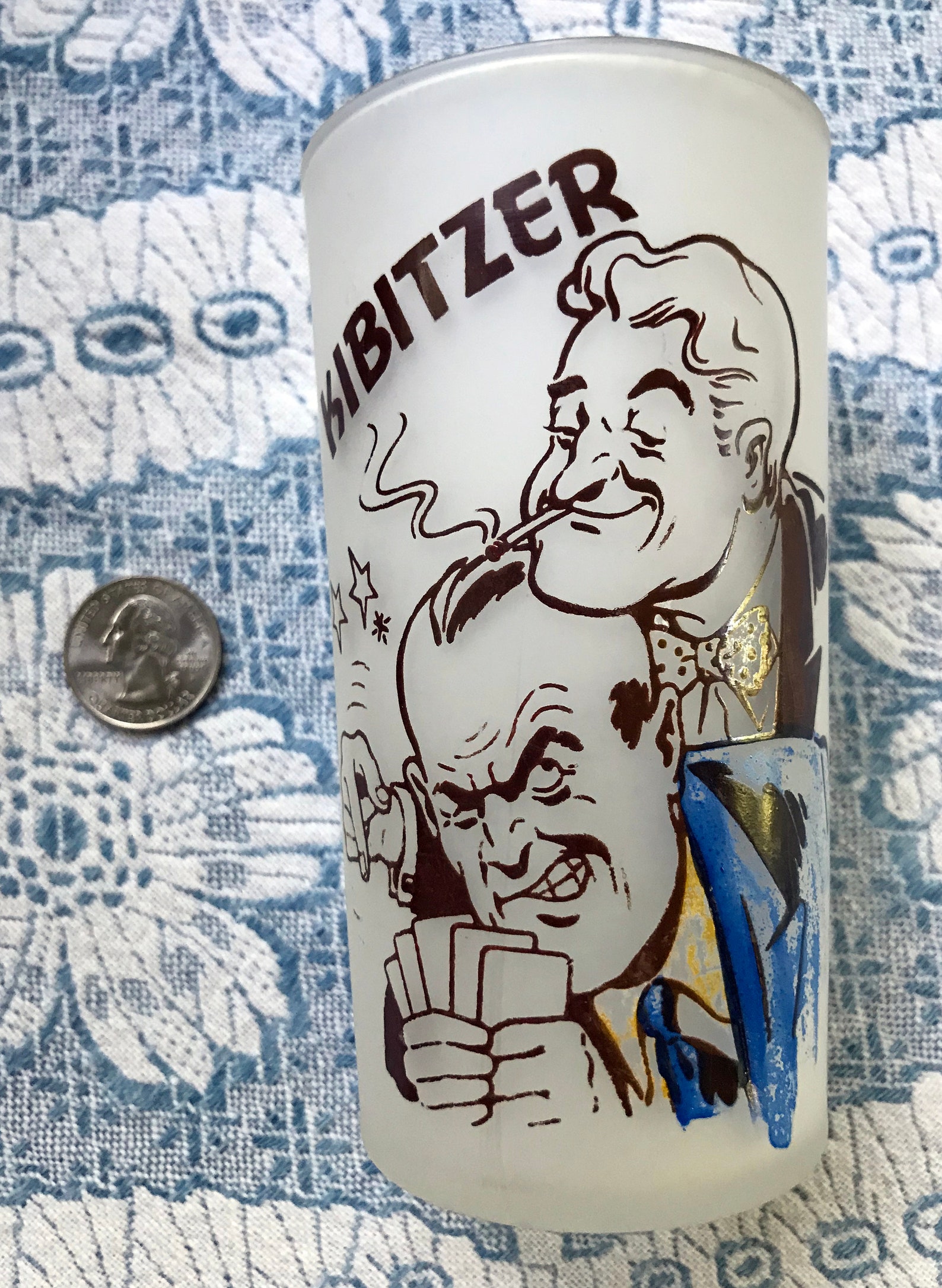 Vintage Kibitzer Card Game Drinking Glass Humor - Etsy