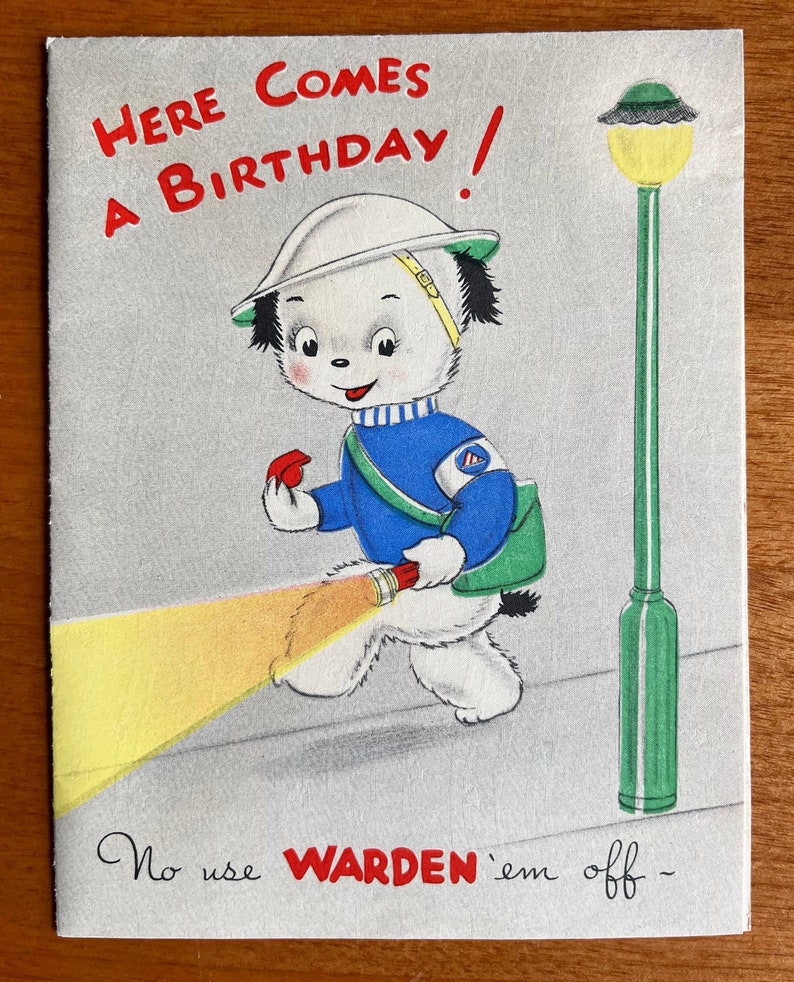 Vintage Birthday Card WW2 Air Raid Warden Dogs - Etsy