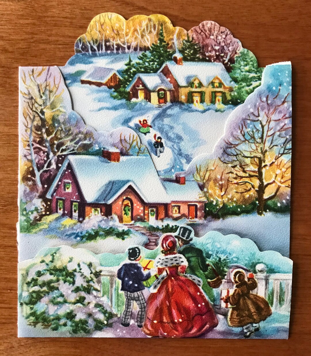 Vintage Tri-fold Christmas Card Old Fashioned - Etsy