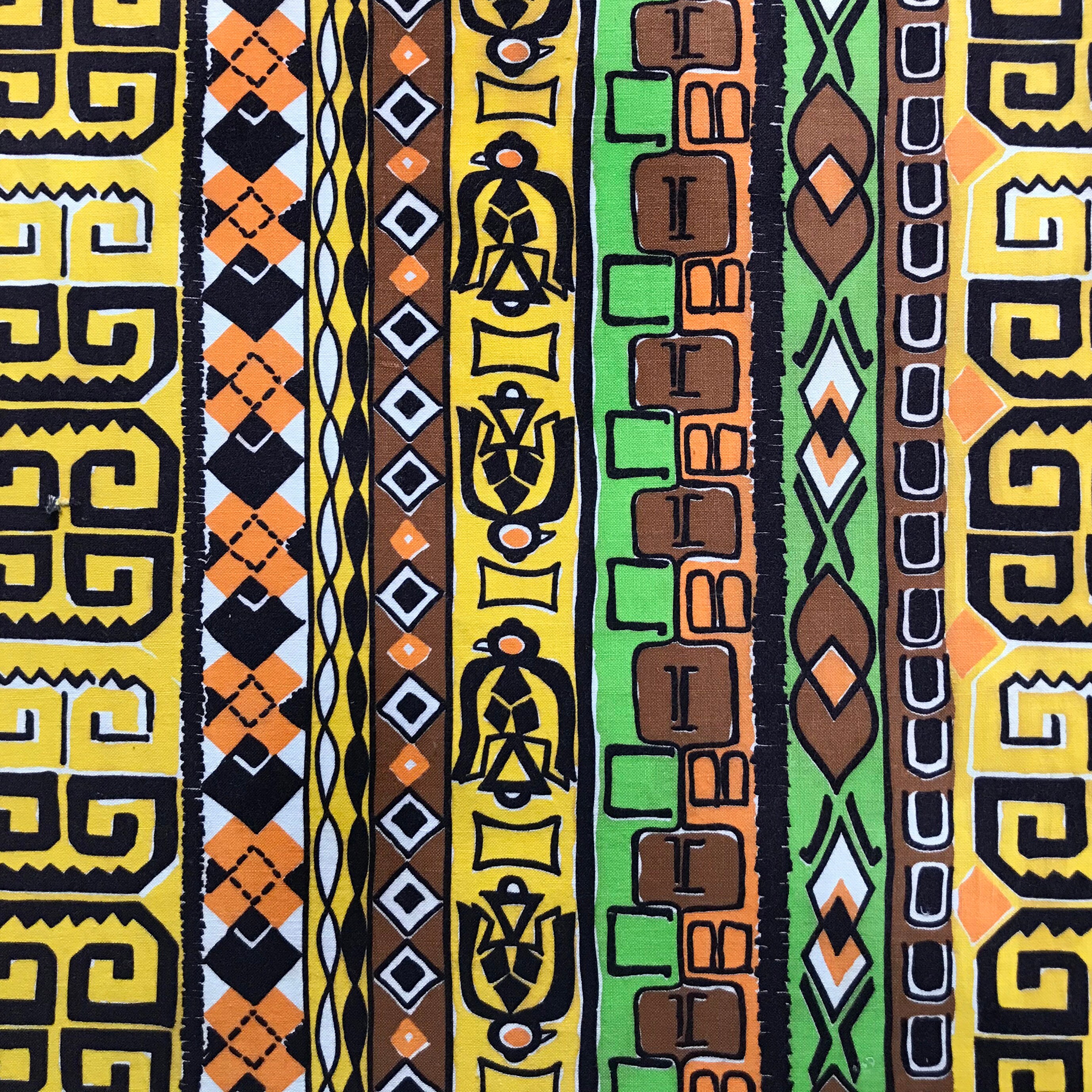 Vintage Cotton Fabric Tribal Motif Bright Colors - Etsy UK