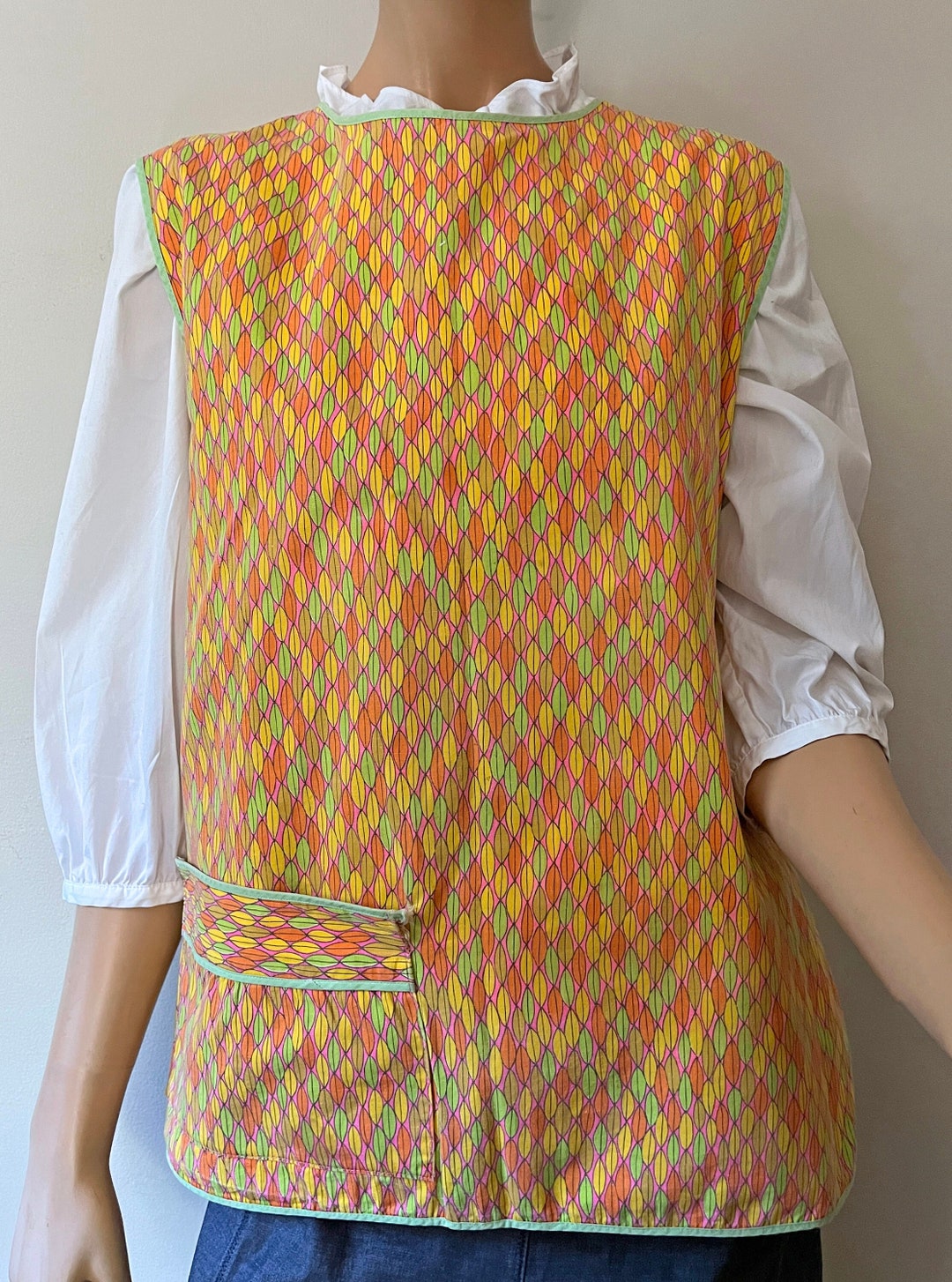 Vintage Smock Apron in Cool Mid Century Print, Could Be Used for Fabric ...