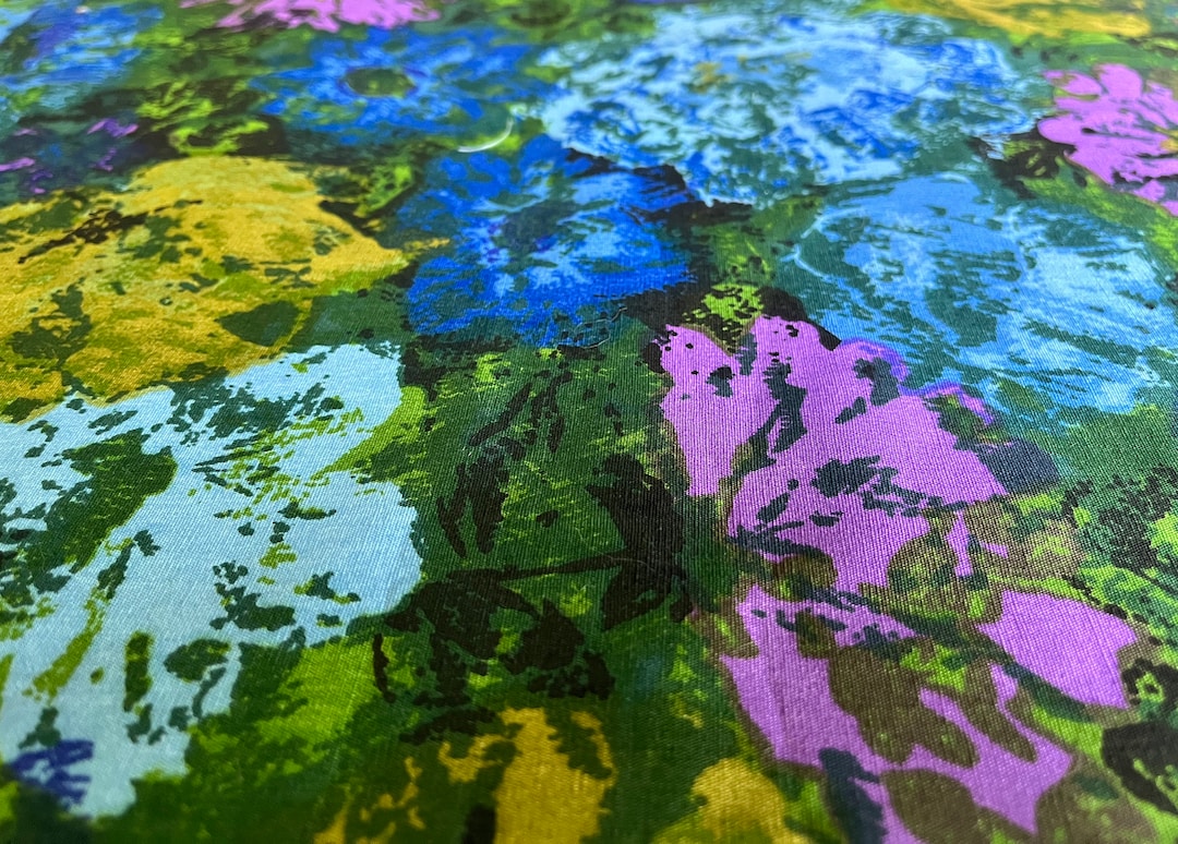 Vintage MCM Floral Fabric Abstract Painterly - Etsy