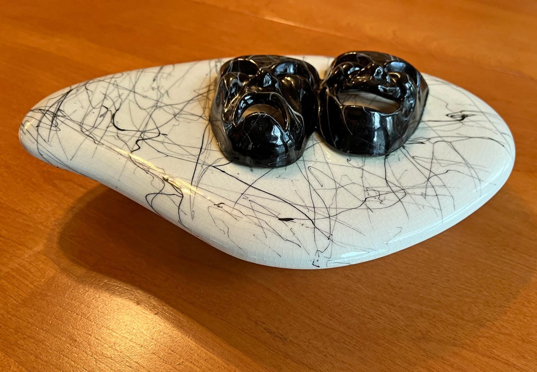 Vintage Marcia of California Art Pottery Lidded Dish Drama Masks Comedy ...