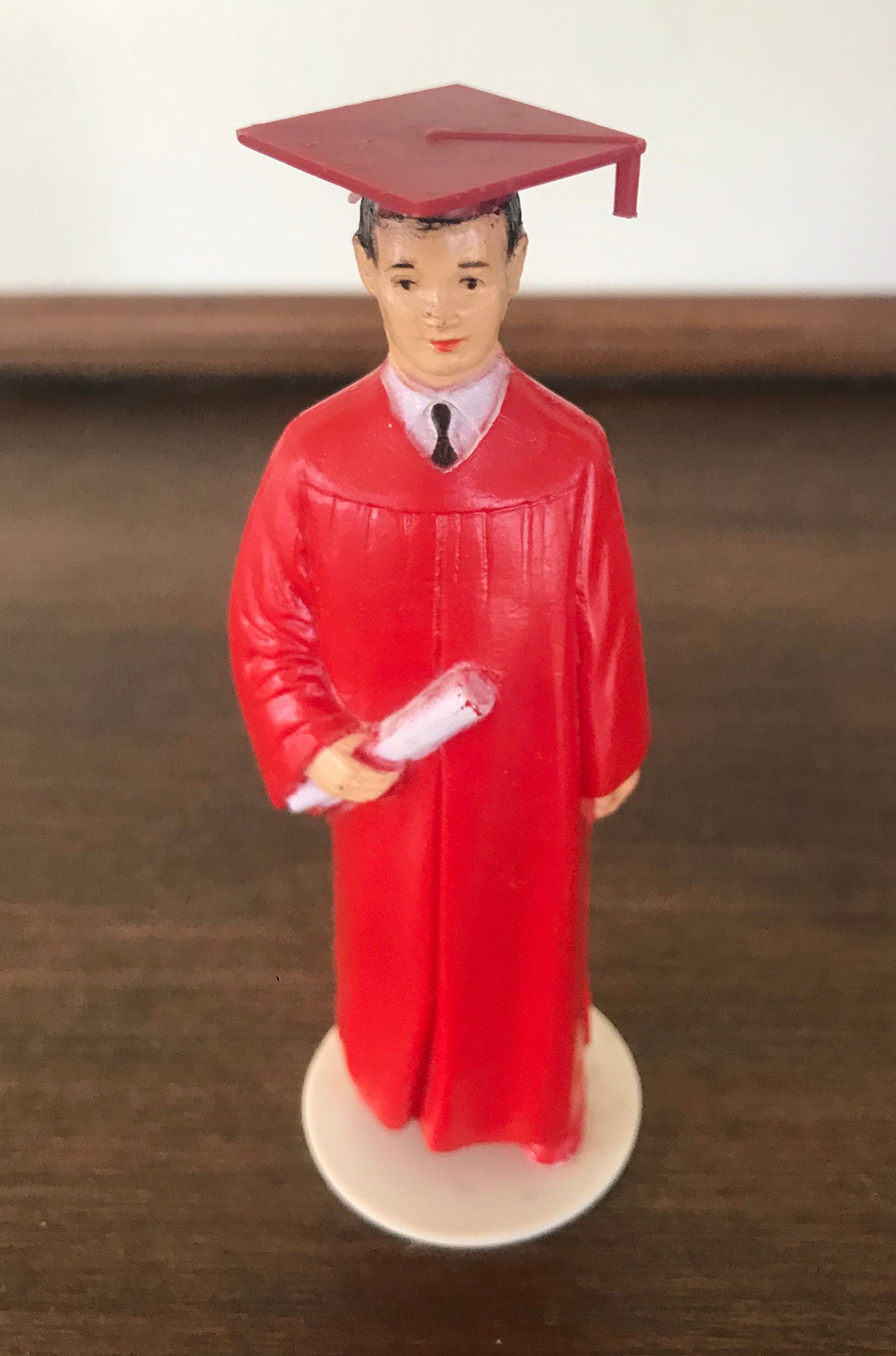 Vintage Cake Topper Graduate Graduation Boy Male Red Gown - Etsy