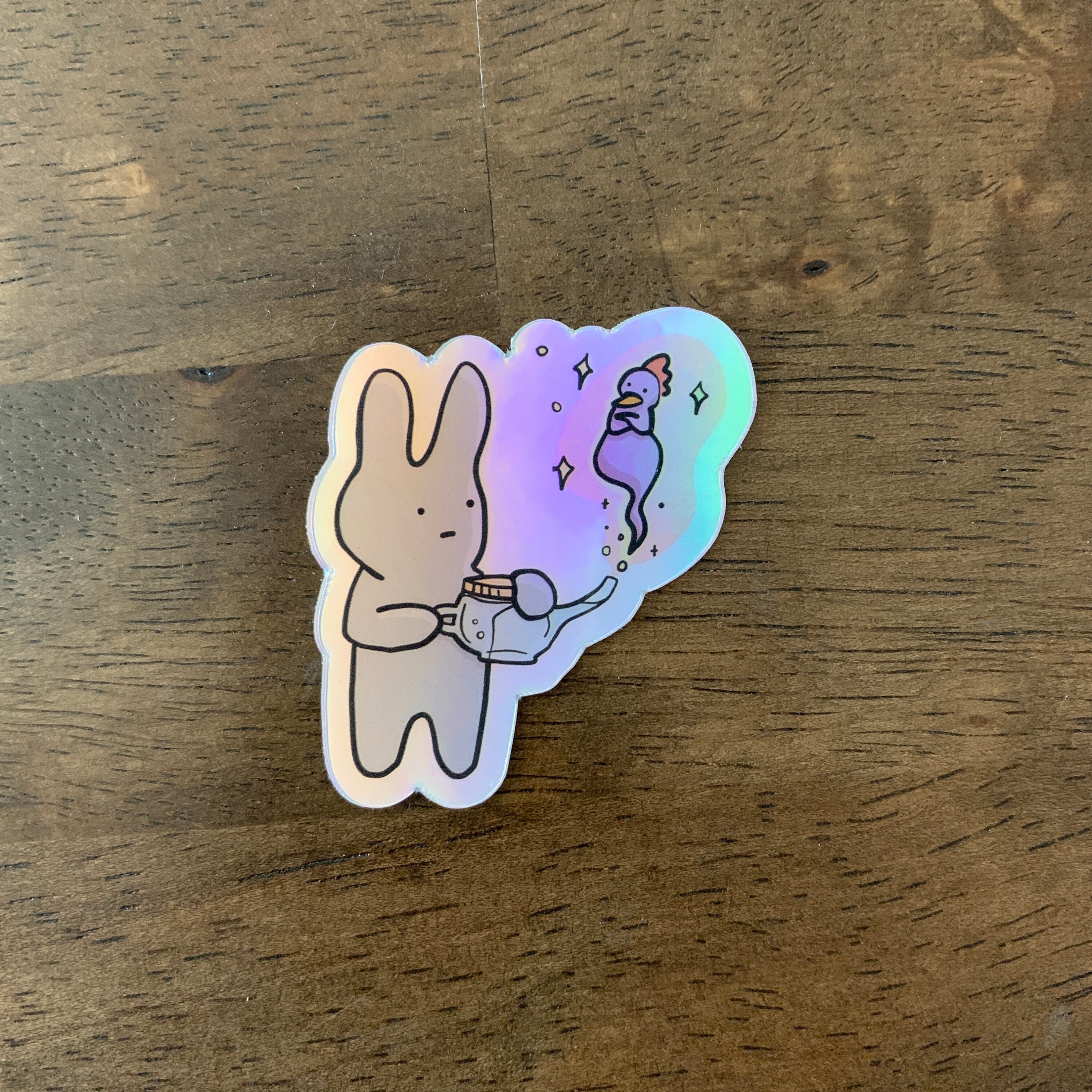 Holographic Bunny & Chicken Genie Sticker - Etsy