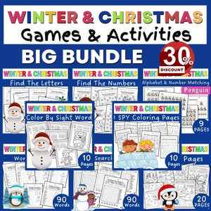 Winter and Christmas Games and Activities BUNDLE | December No Prep ...