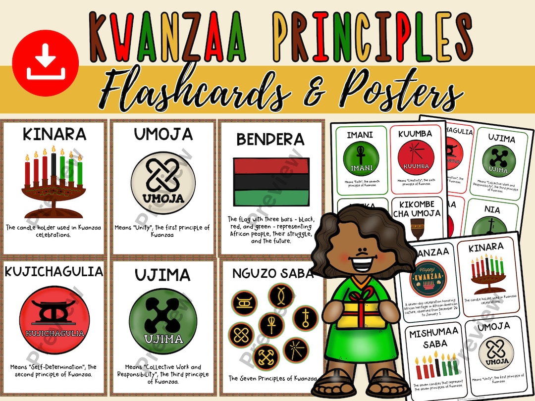 Kwanzaa Vocabulary Flashcards & Posters Set Holidays Around the World ...