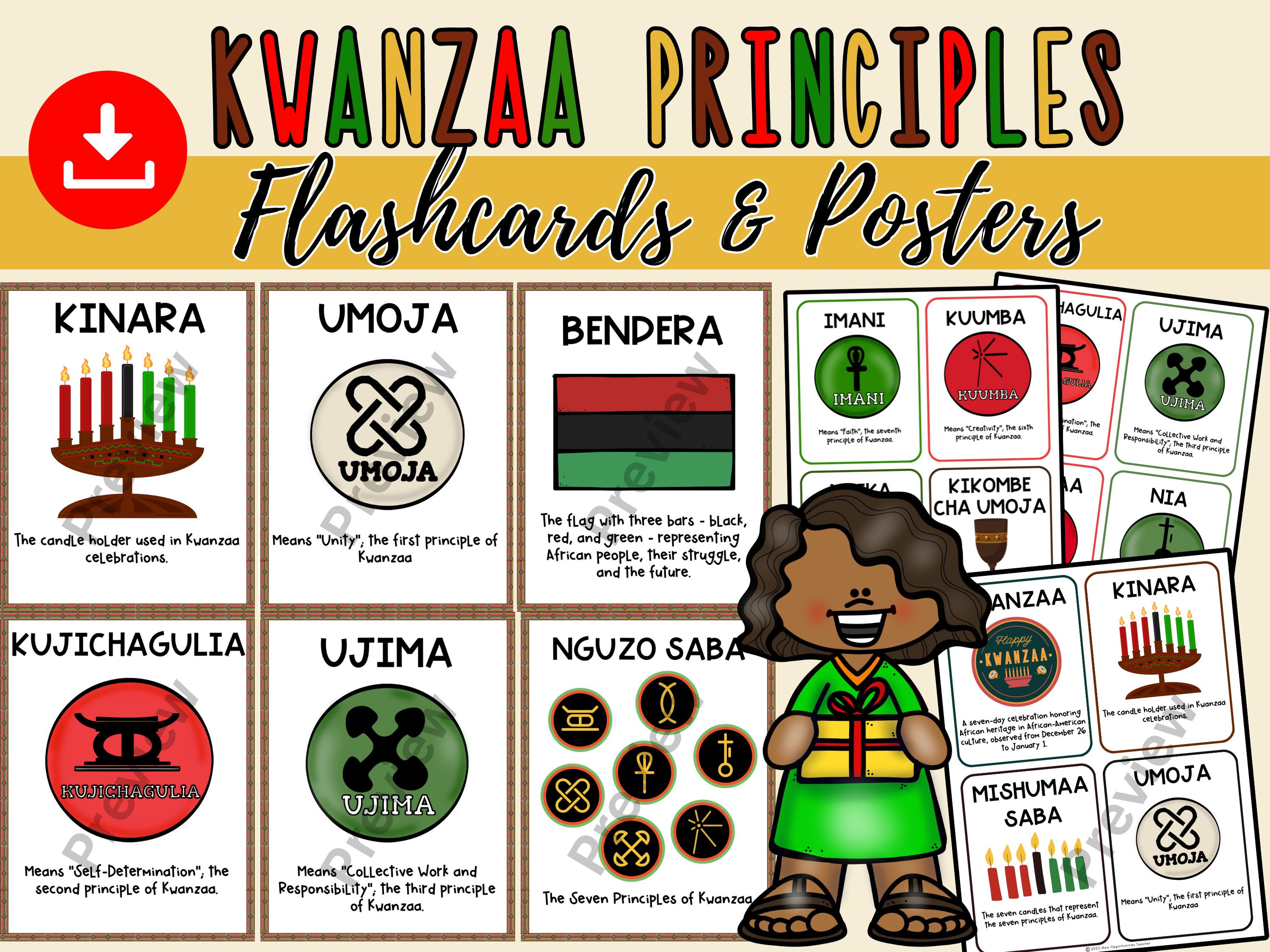 Kwanzaa Vocabulary Flashcards & Posters Set Holidays Around the World ...