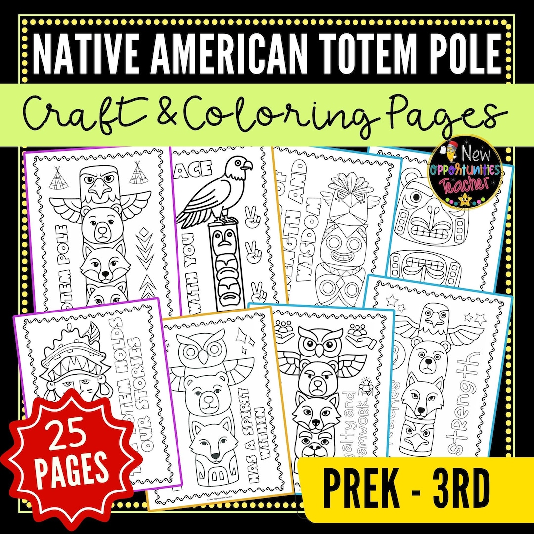 Totem Pole Coloring Pages, Native American Heritage Month (PDF) - Etsy