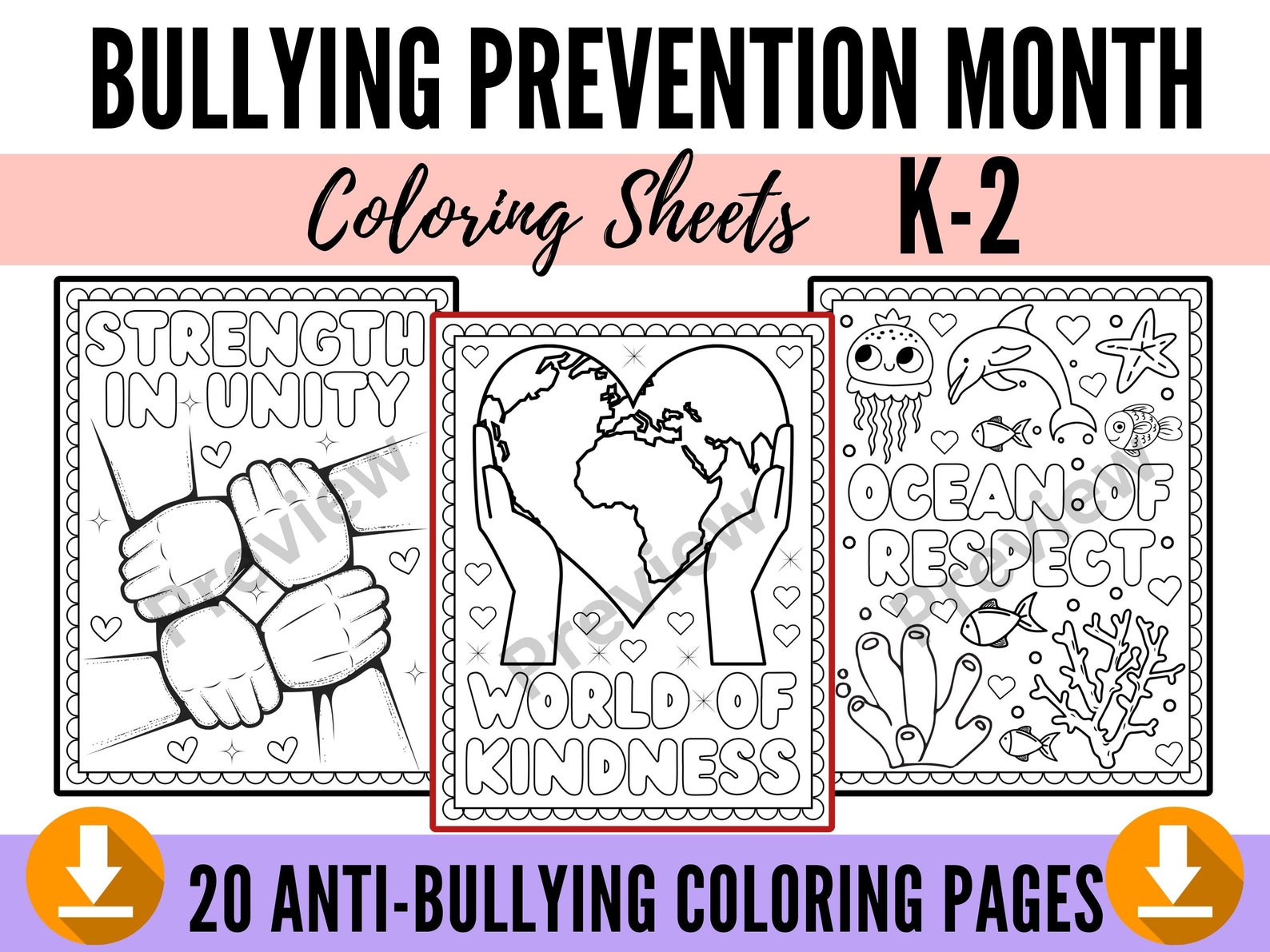 National Bullying Prevention Month Coloring Pages - 20 Anti-bullying ...