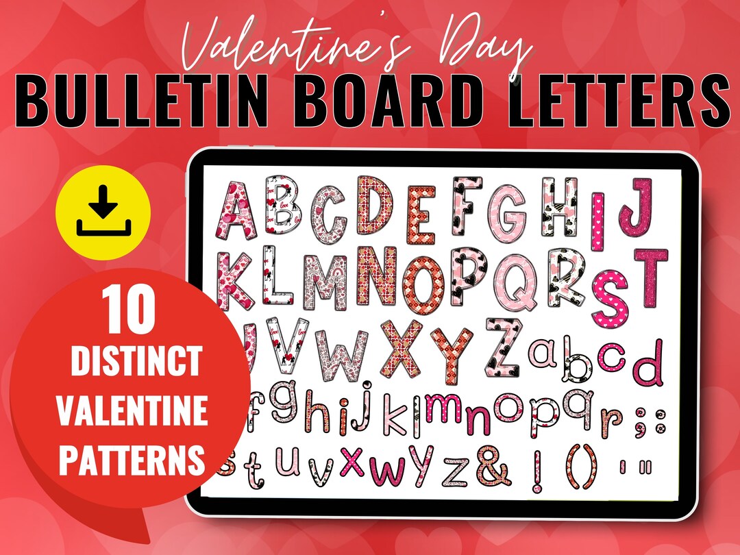 Valentine's Day Bulletin Board Letters, Classroom Decor (digital ...
