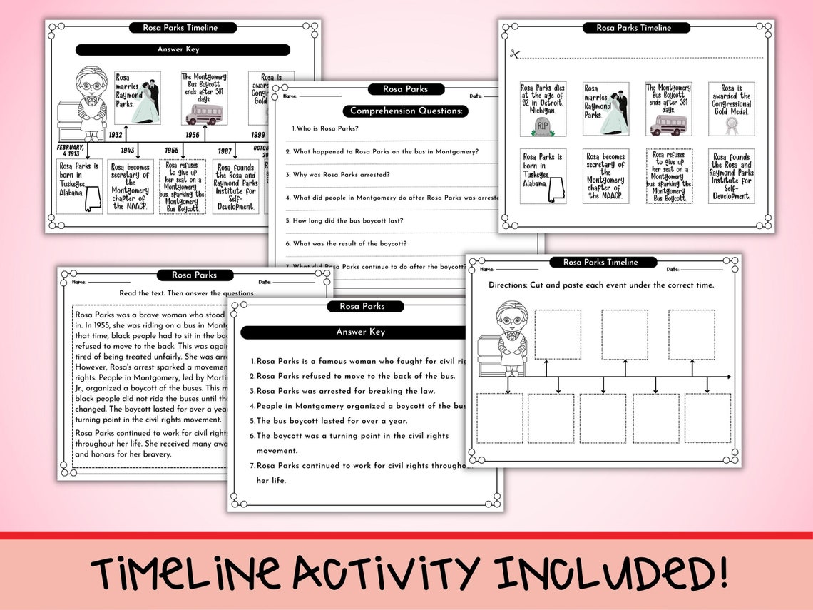 Rosa Parks Reading Comprehension Passage Women History Month Worksheets ...