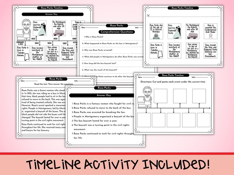 Rosa Parks Reading Comprehension Passage Women History Month Worksheets ...