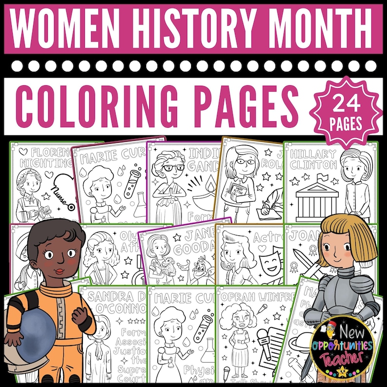 Women's History Month Coloring Pages | Famous Women in History March - Etsy