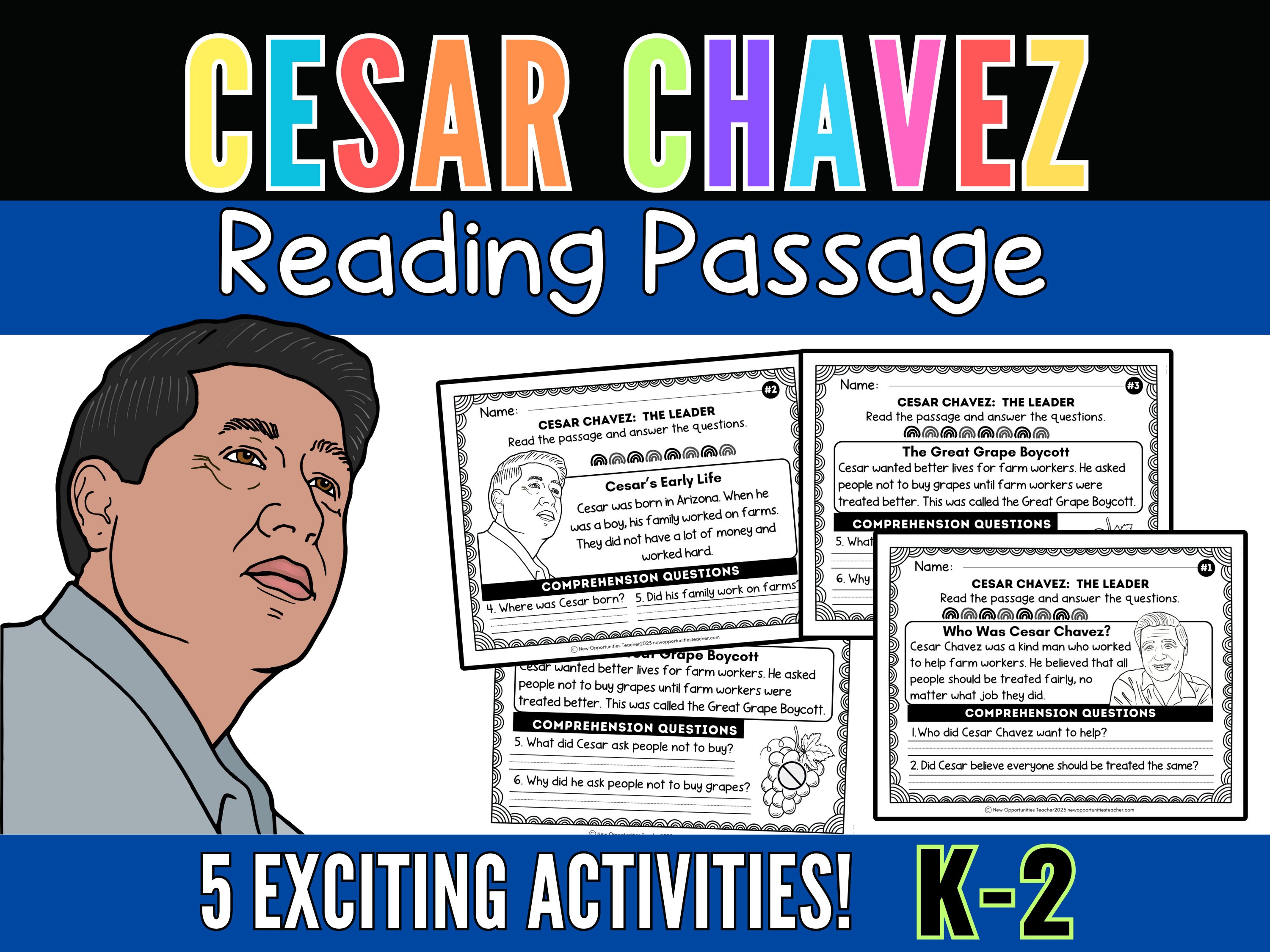 Cesar Chavez Reading Comprehension Passages | Timeline | Vocabulary ...