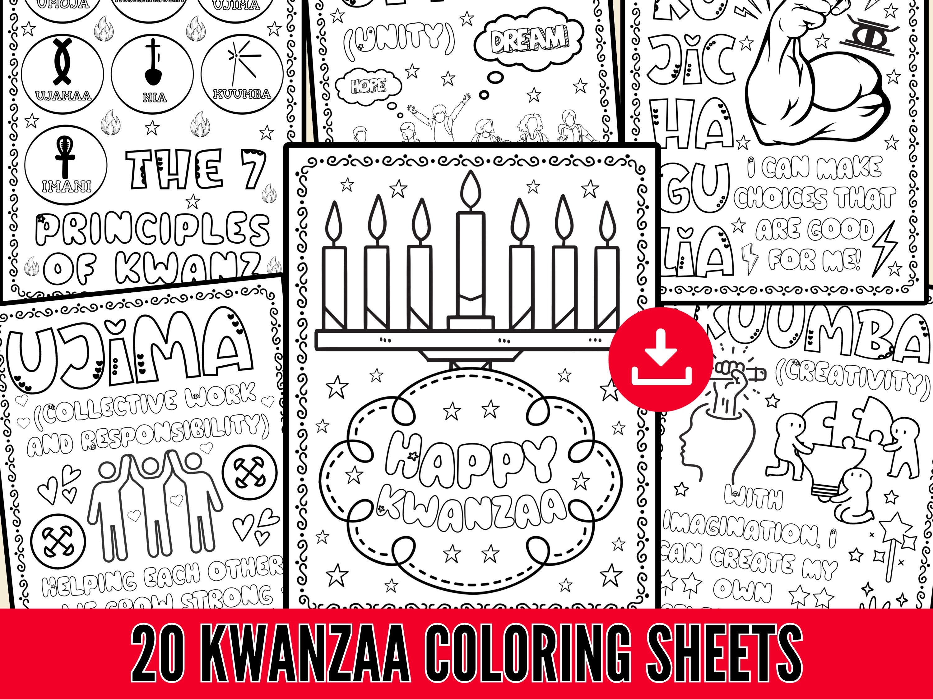 Celebrate Kwanzaa Coloring Pages Kwanza Principles Coloring Sheets k-2 ...